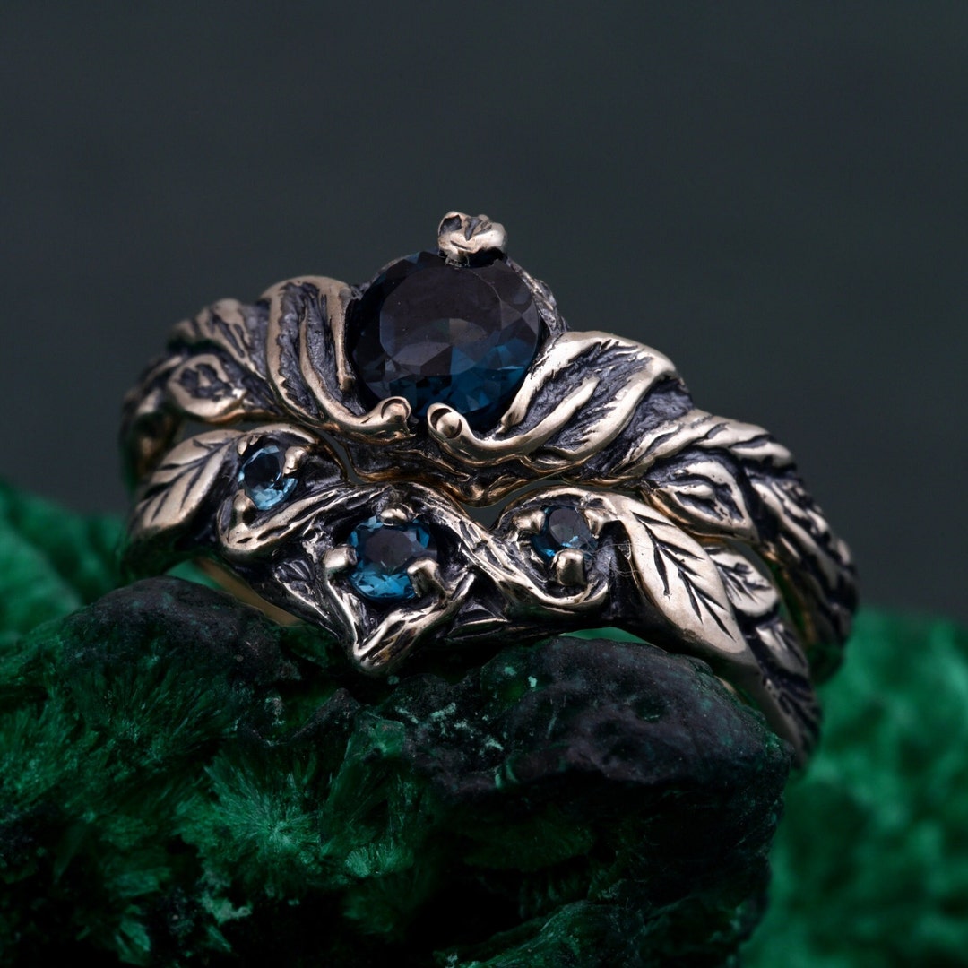 Elven Silver Ring Set With London Blue Topaz, Enchanted Forest ...