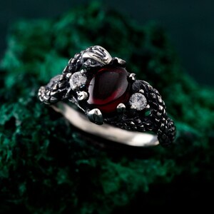 Thorn Snake Ring - Goth Serpent Design - Silver Dragon Scale Jewelry ...