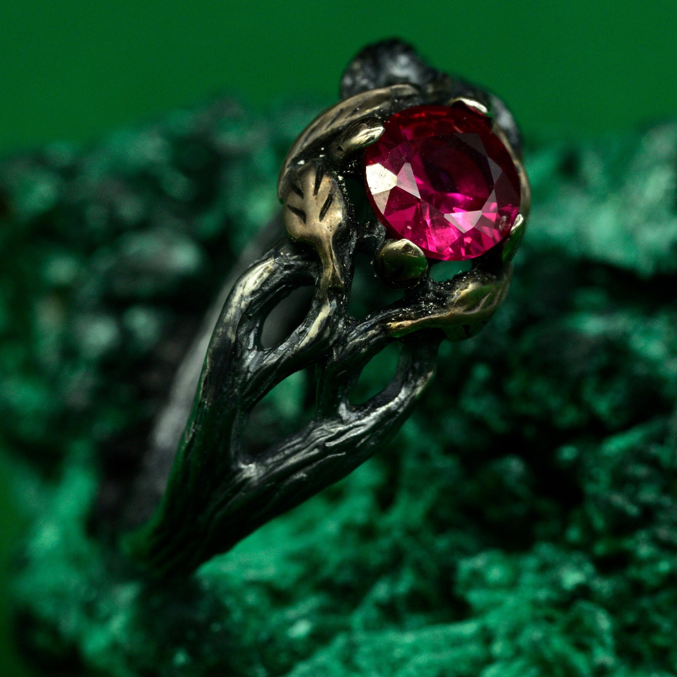 Mystical Forest Ring, Forest Ring With Ruby, Ring of Natural Beauty ...