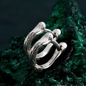 Handcrafted Sterling Silver Wood Texture Earrings, Nature-inspired ...