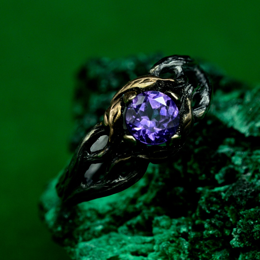 Mystischer Waldring, Waldring mit Amethyst, Ring der natürlichen ...