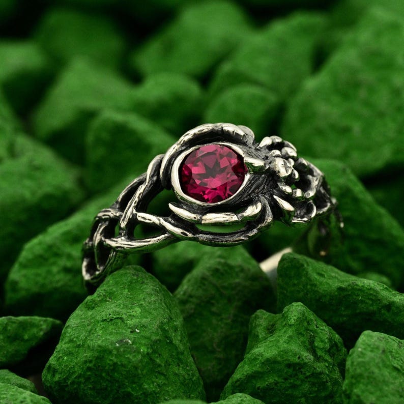 Ruby Gothic Spider Ring in Sterling Silver — Personalized Sterling ...