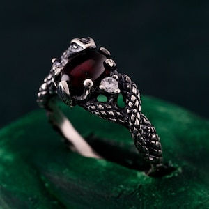 Thorn Snake Ring - Goth Serpent Design - Silver Dragon Scale Jewelry ...