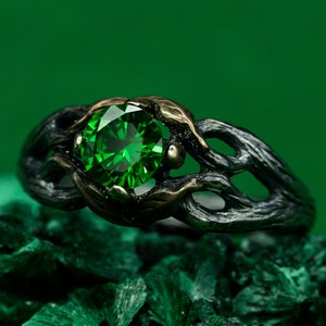 Forest Ring With Emerald, Ring of Natural Beauty, Ring With Branch and ...