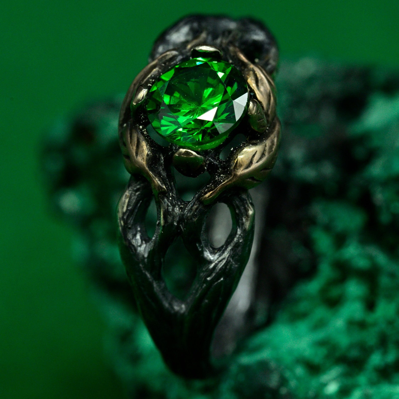 Forest Ring With Emerald, Ring of Natural Beauty, Ring With Branch and ...