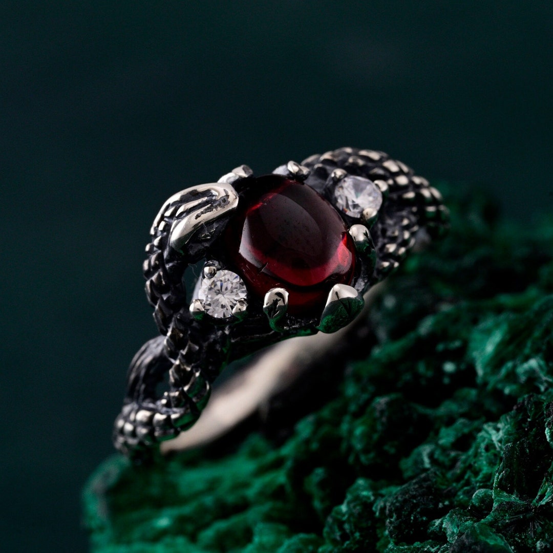 Thorn Snake Ring - Goth Serpent Design - Silver Dragon Scale Jewelry ...
