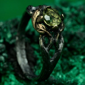 Mystical Forest Ring, Forest Ring With Peridot, Ring of Natural Beauty, Ring With Branch and ...