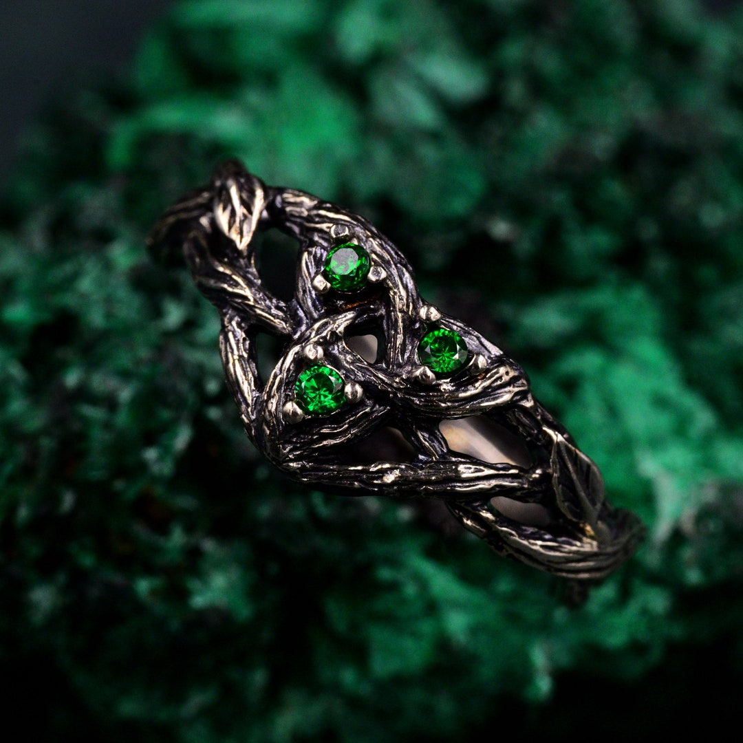 Enchanted Forest Silver Ring - Nature-inspired Leaf Design, Mystical ...