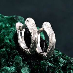 Handcrafted Sterling Silver Wood Texture Earrings, Unique Artisan ...