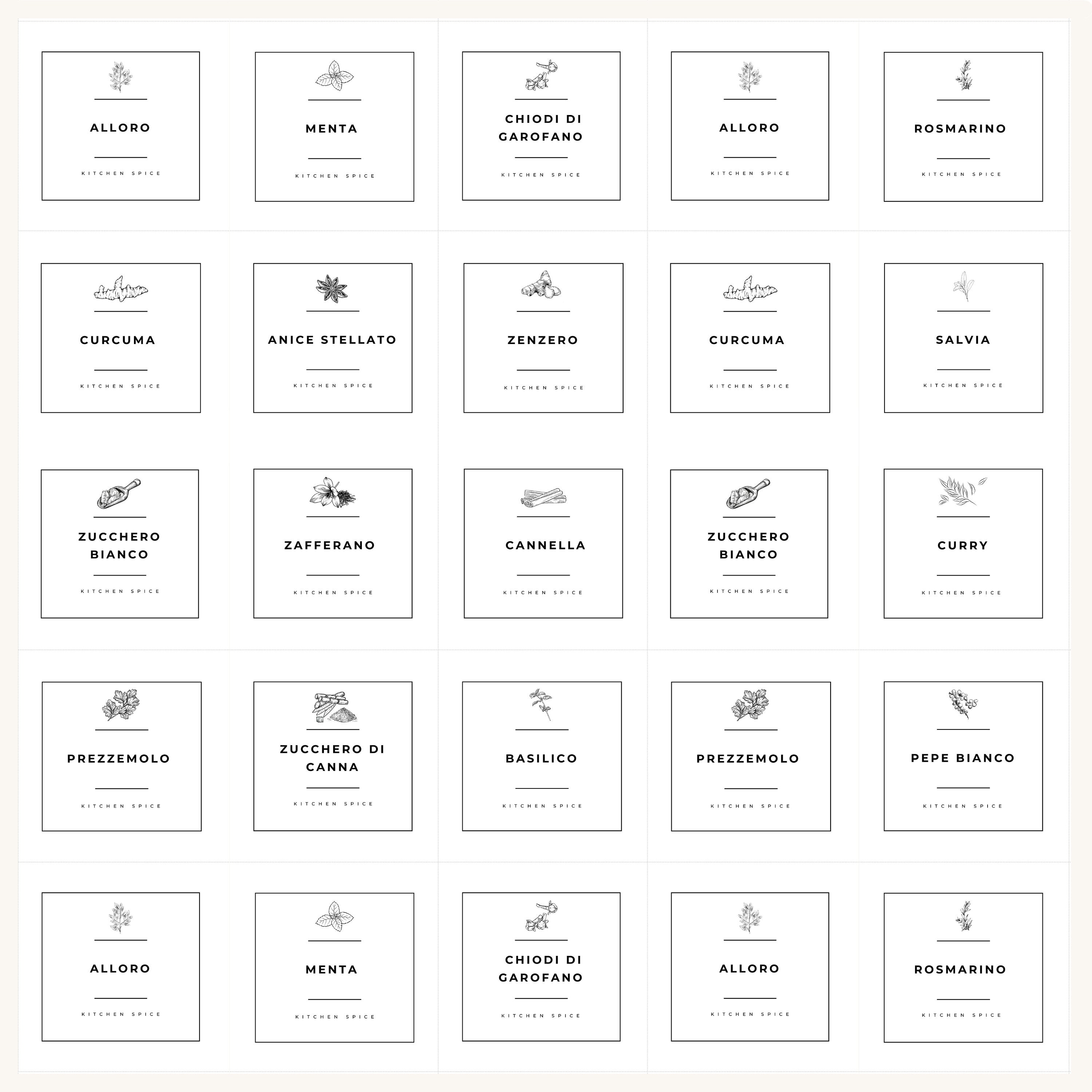 Minimalist Herbs and Spice Labels, Spice Jar Labels Template, Modern ...