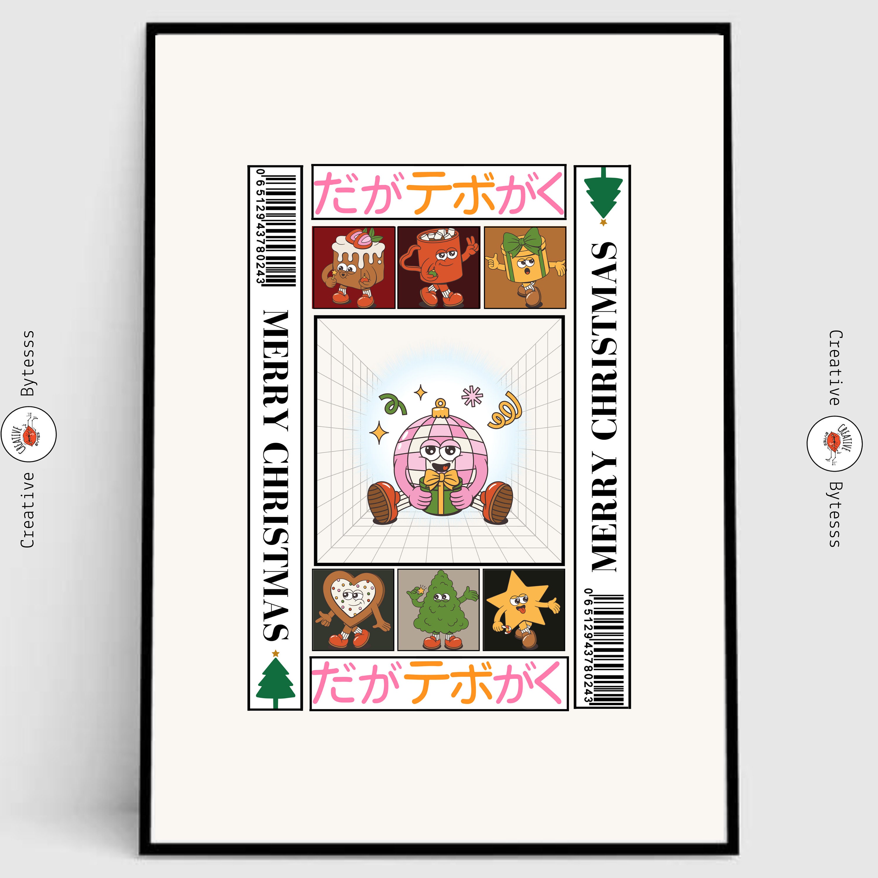 Eclectic Christmas Disco Ball Printable Art, Retro 60s Wall Decor ...