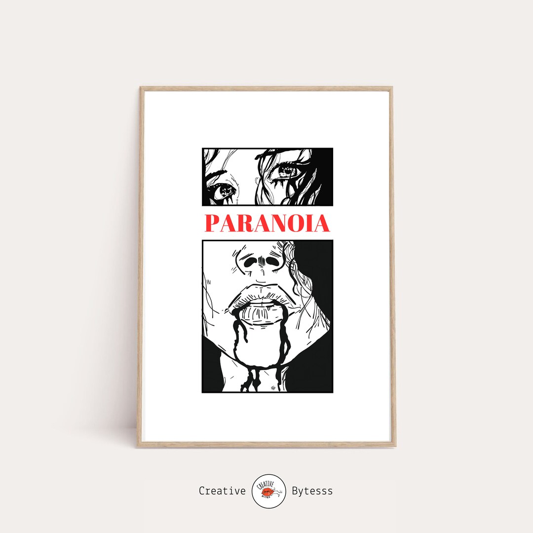 Paranoia Art Print, Digital Download, PNG File, Design for Shirts ...