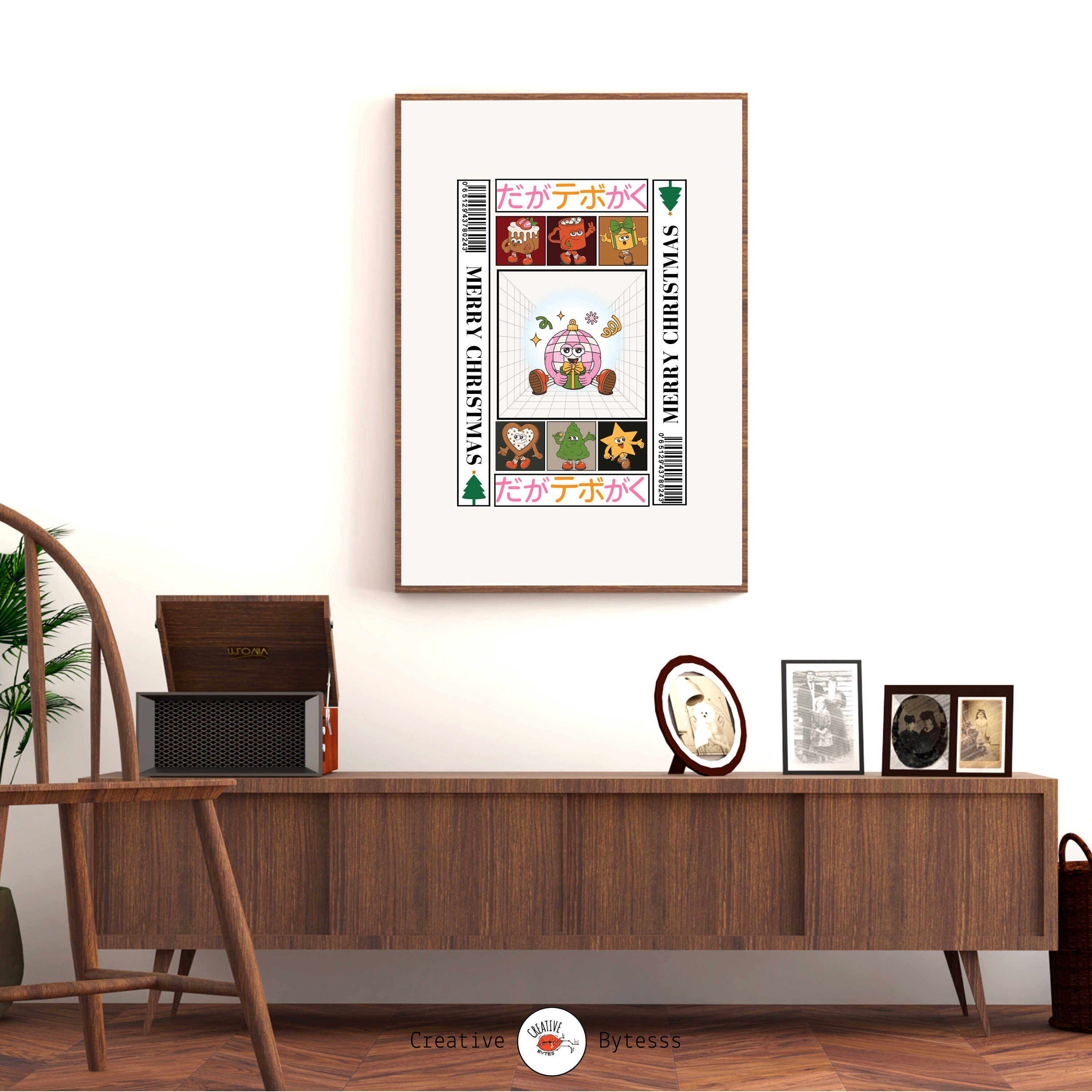 Eclectic Christmas Disco Ball Printable Art, Retro 60s Wall Decor ...