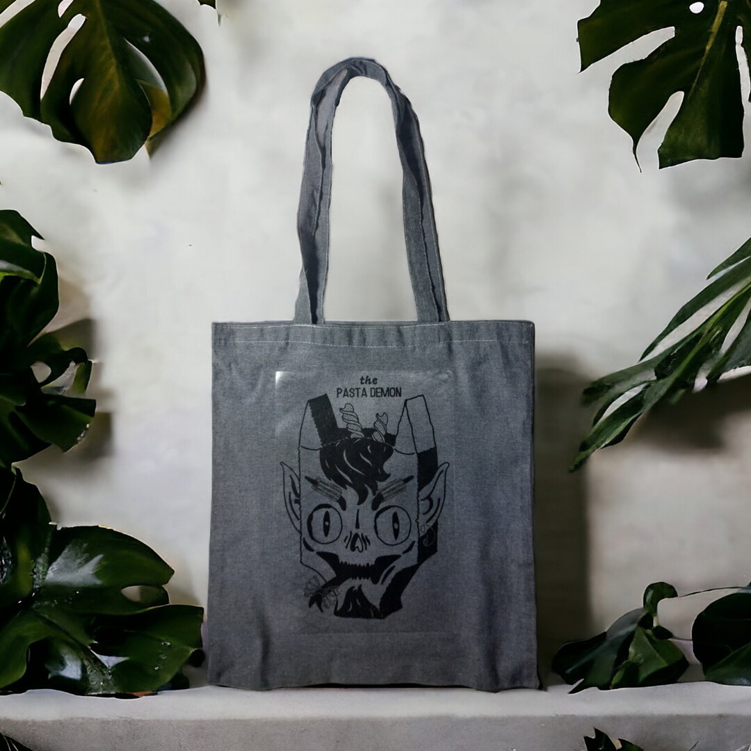 The Pasta Demon Tote Bag, Organic Cotton Bag, Reusable Tote Bag ...