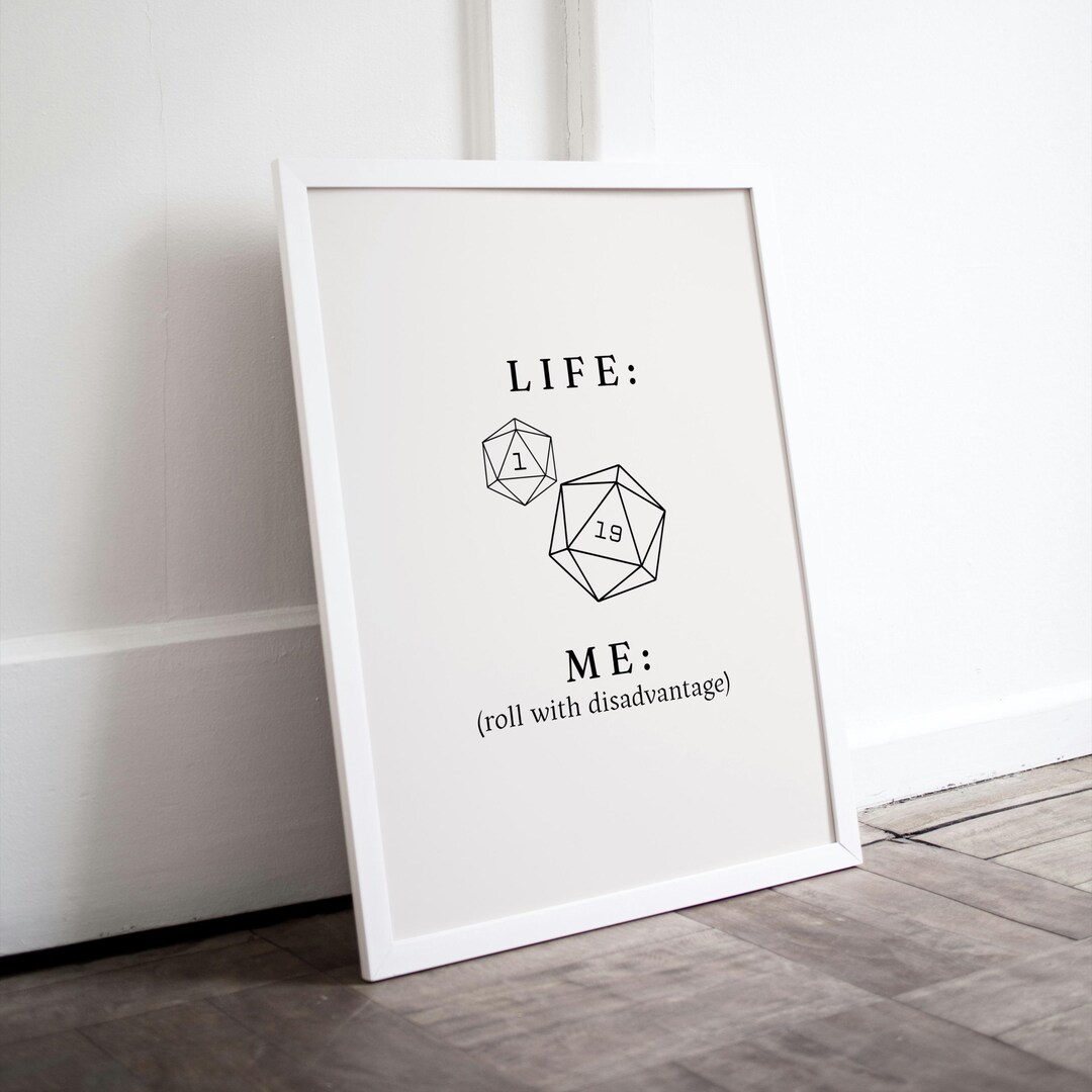 Dungeons and Dragons Digital Printable Poster, Roll With Disadvantage ...