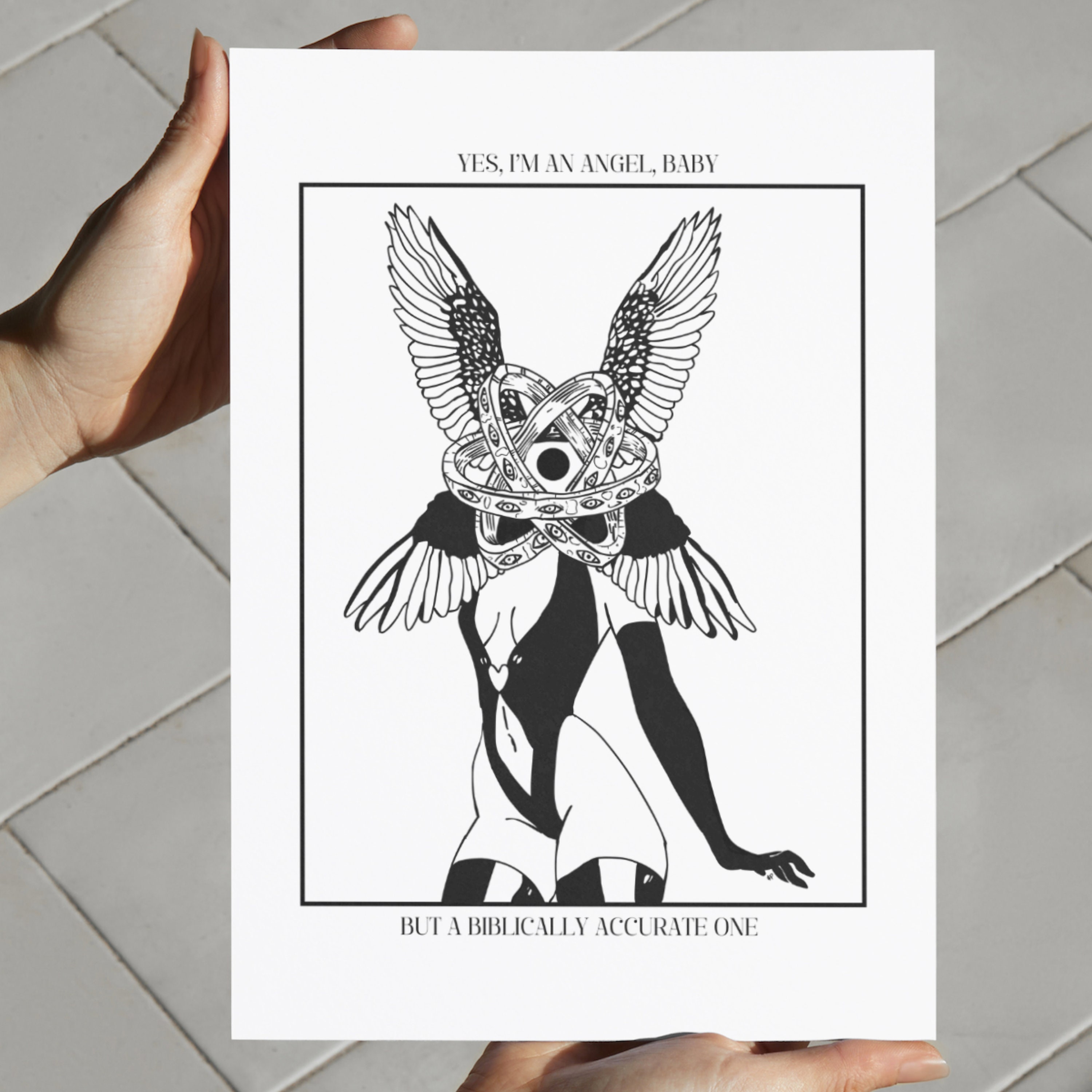 Biblically Accurate Angel Baby Print, Dark Cherubim Seraphim Art Print ...