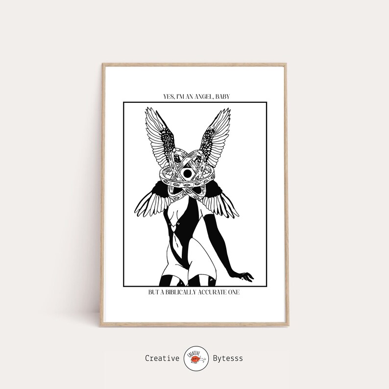 Biblically Accurate Angel Baby Print, Dark Cherubim Seraphim Art Print ...
