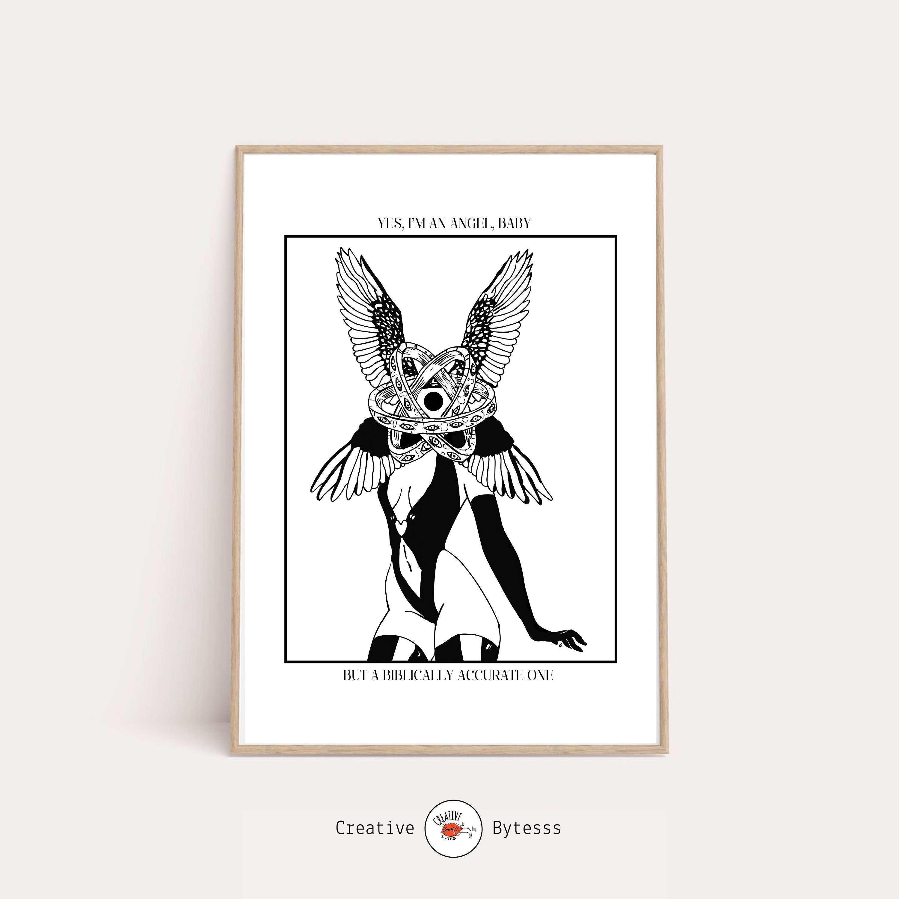 Biblically Accurate Angel Baby Print, Dark Cherubim Seraphim Art Print ...