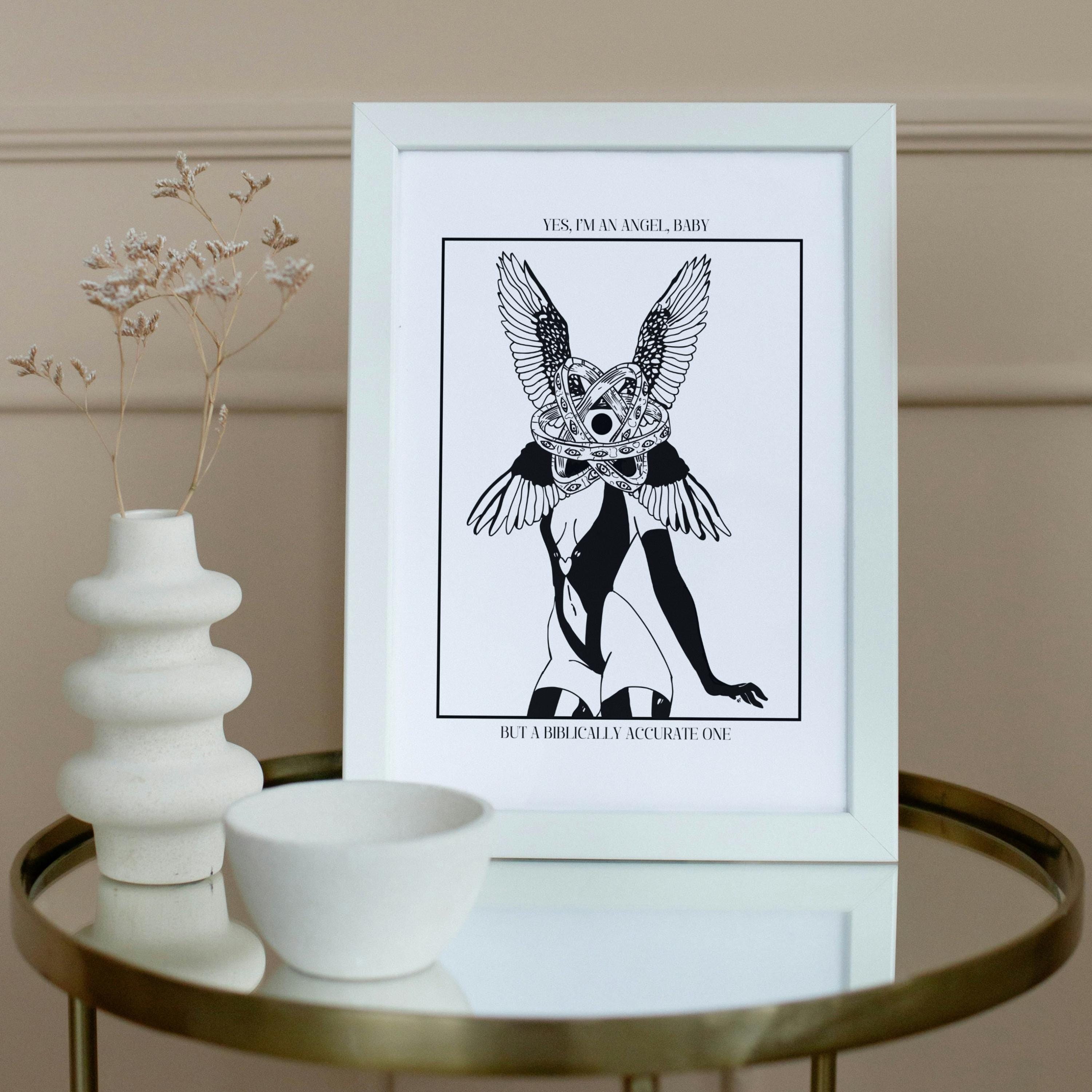 Biblically Accurate Angel Baby Print, Dark Cherubim Seraphim Art Print ...