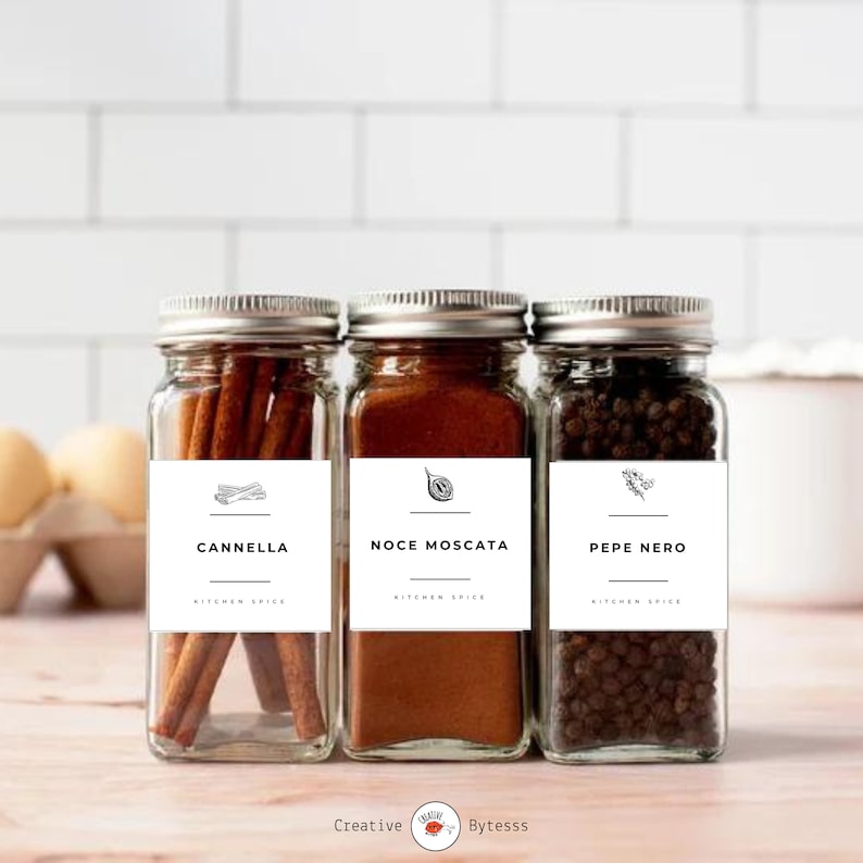 Minimalist Herbs and Spice Labels, Spice Jar Labels Template, Modern ...