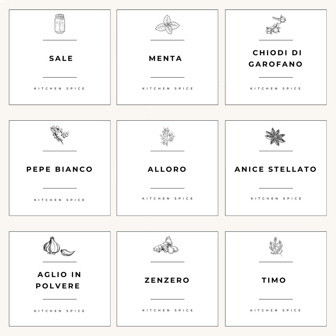 Minimalist Herbs and Spice Labels, Spice Jar Labels Template, Modern ...