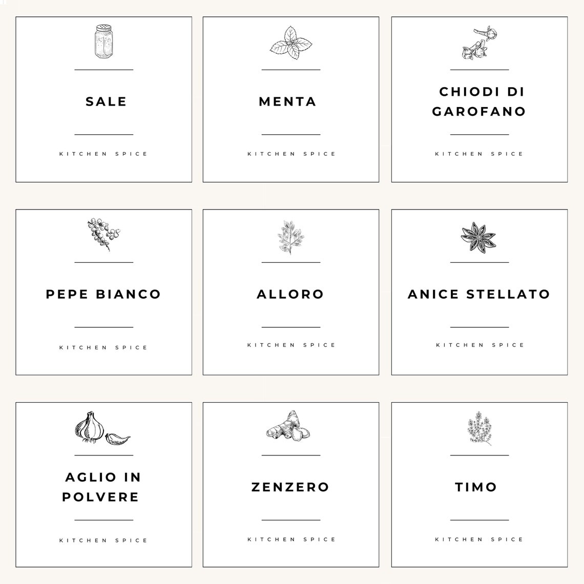 Minimalist Herbs and Spice Labels, Spice Jar Labels Template, Modern ...