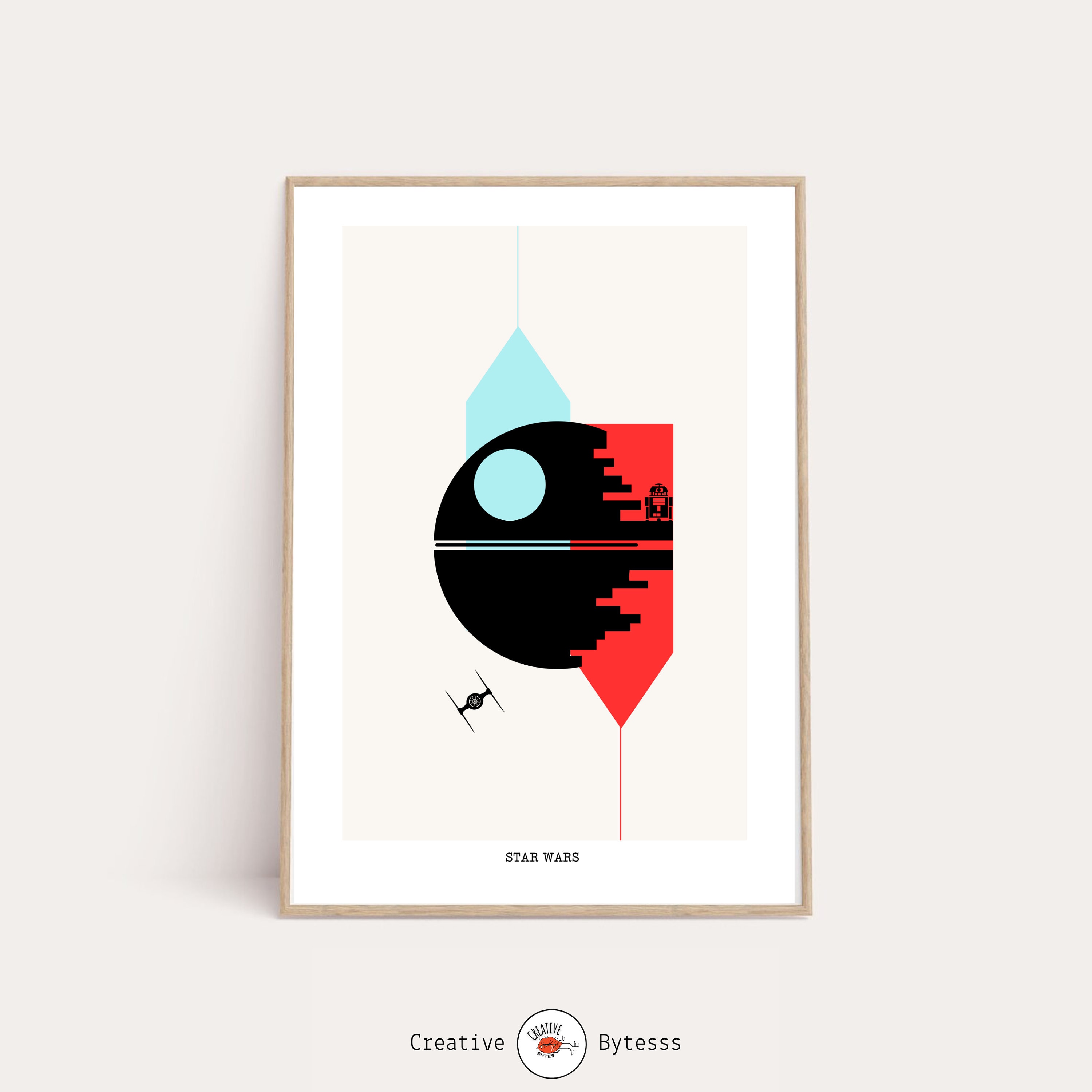 Death Star Modern Minimal Printable Poster, Star Wars Wall Art Print ...