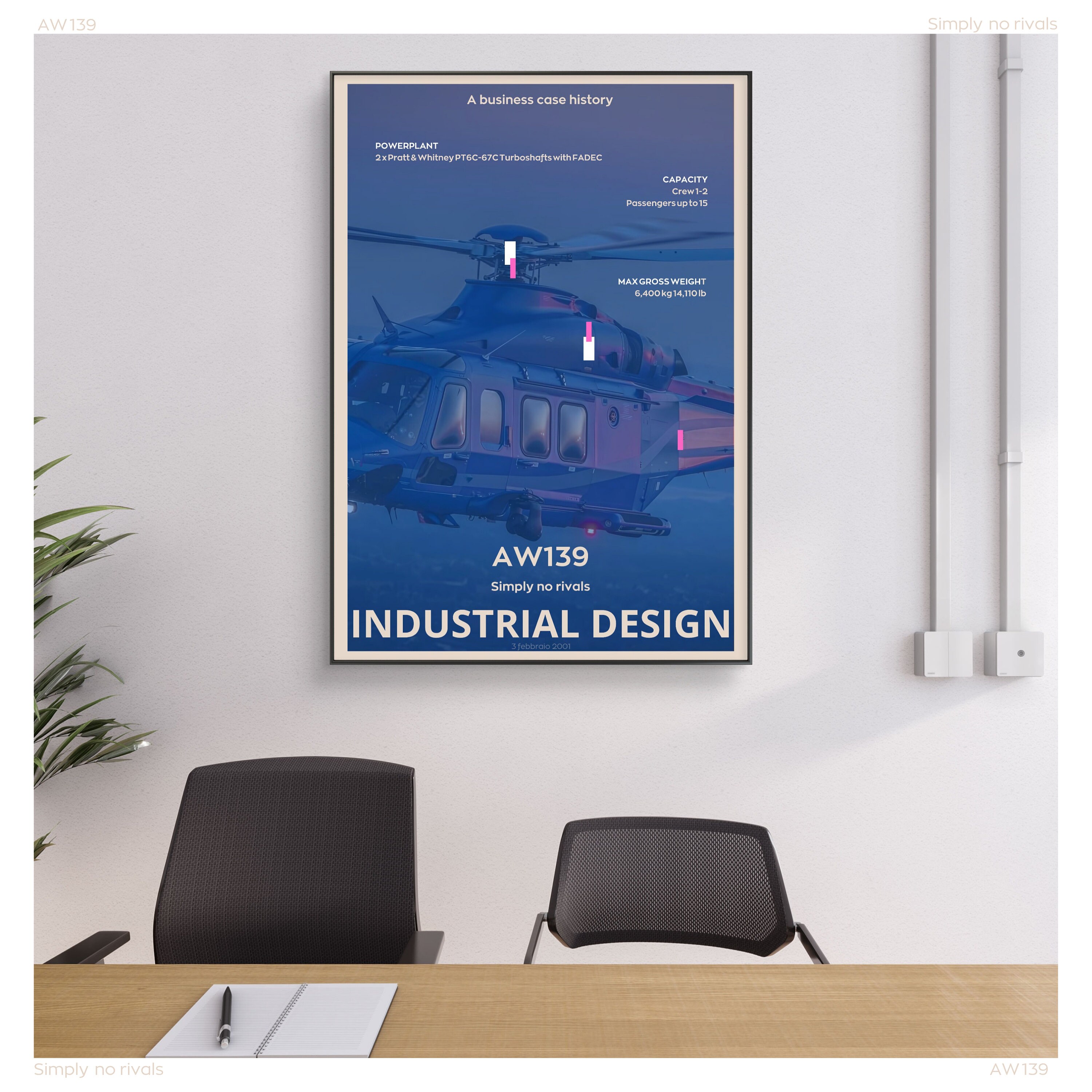 Industrial Design Helicopter Posters Set - Modern Aviation Art ...