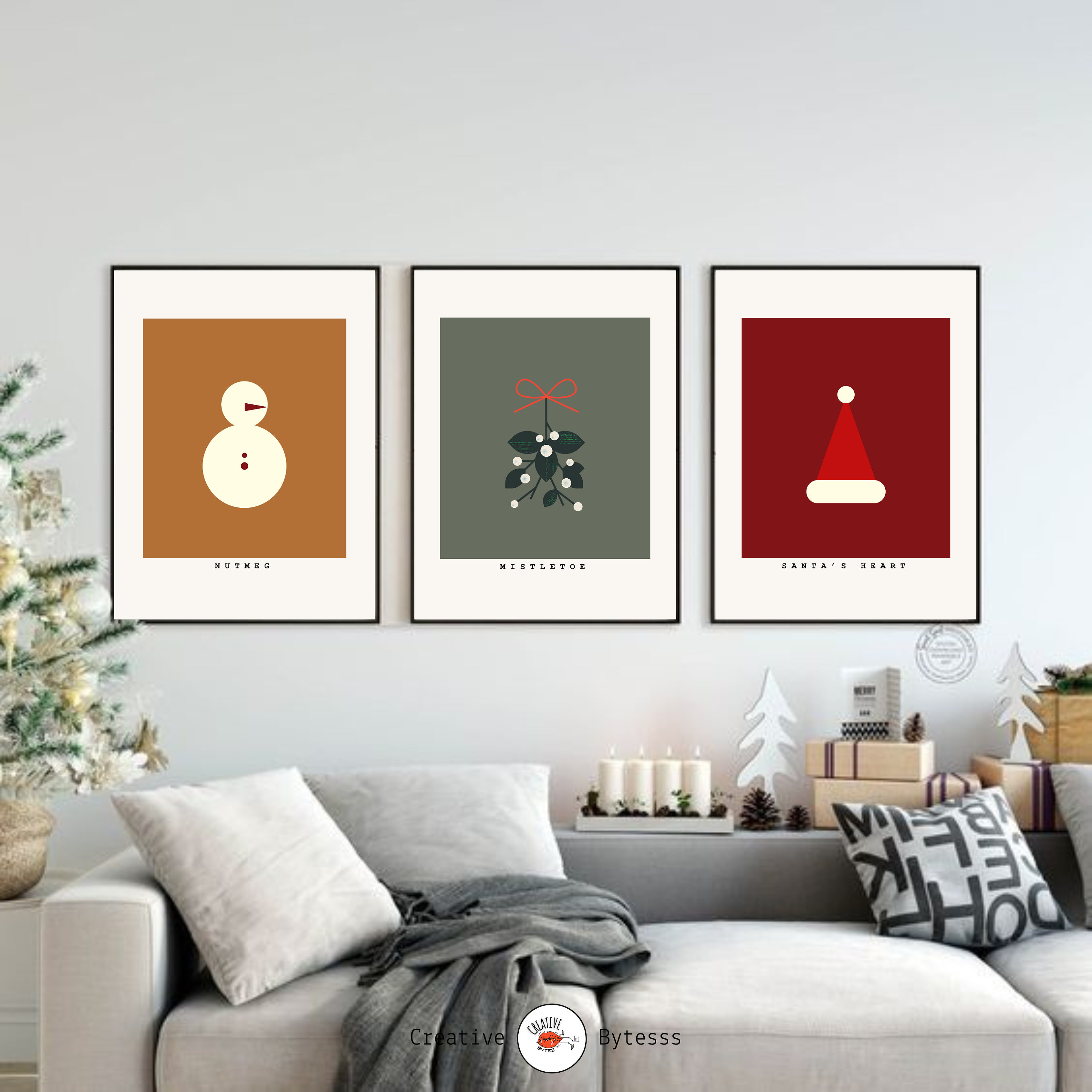 Minimal Christmas Bundle Printable Home Decor, Festive Neutral ...