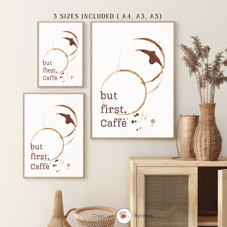 But First Caffè, Coffee Print, Modern Kitchen Wall Decor, Printable ...