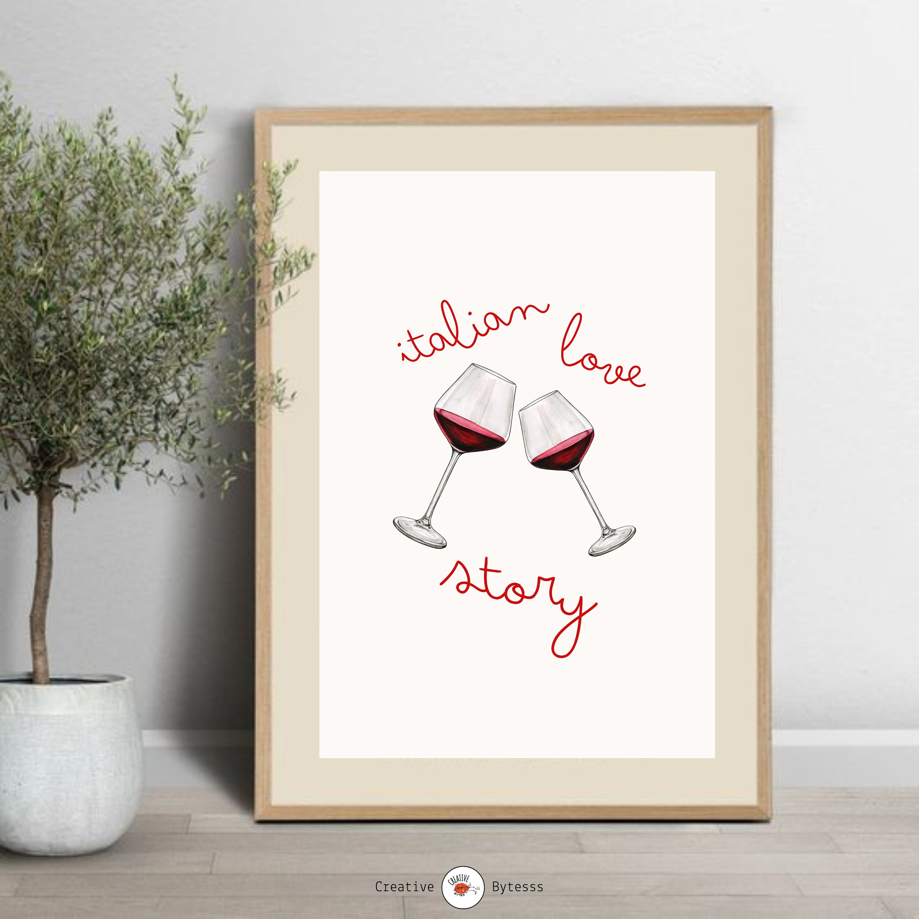 Italian Love Story Printable Home Decor Wine Lovers Minimal - Etsy