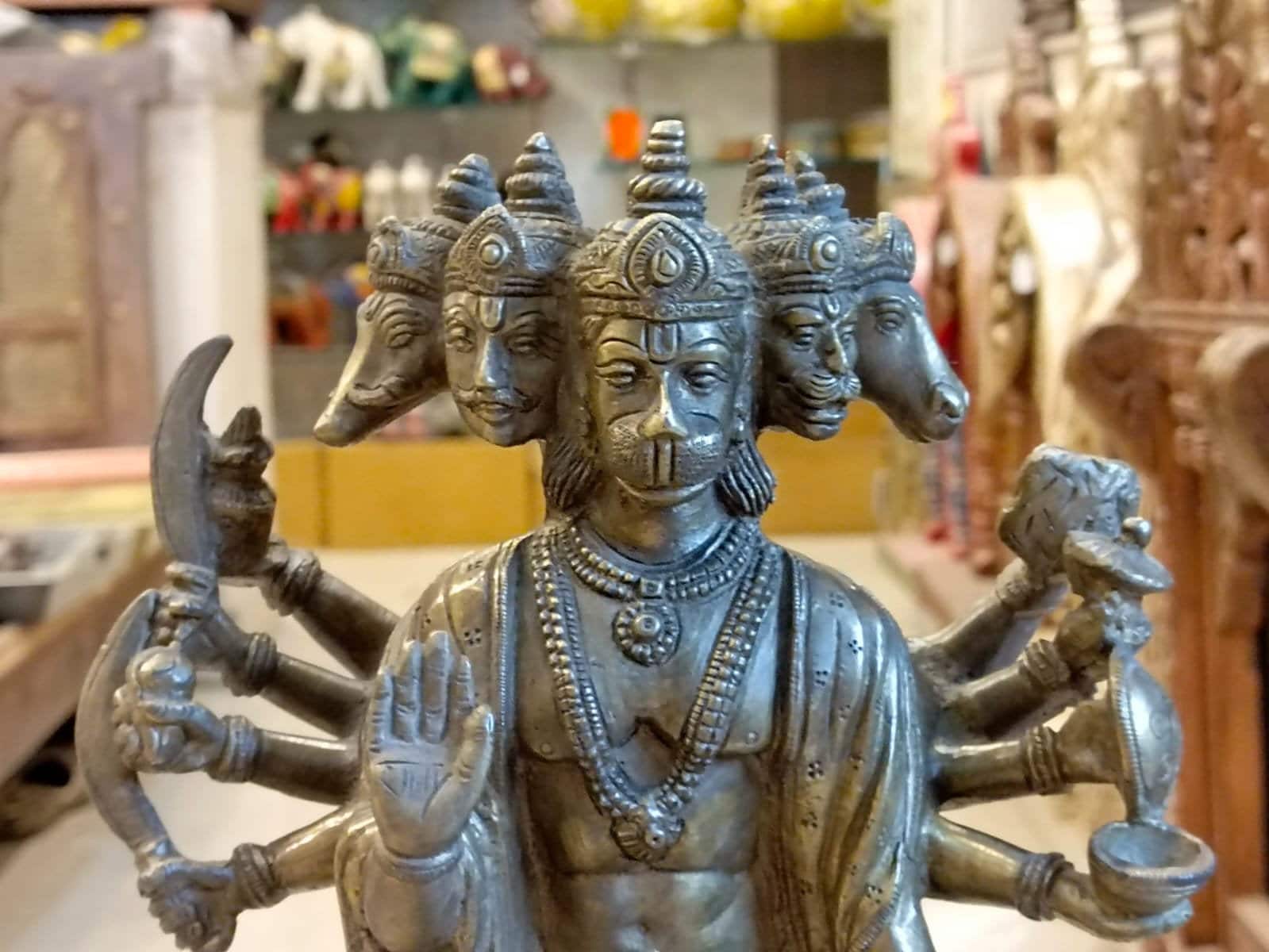 Panchmukhi Hanuman Idol in Brass 36 Cm Brass SANKAT MOCHAN Panchmukhi Hanuman Ji Hanuman Idol ...