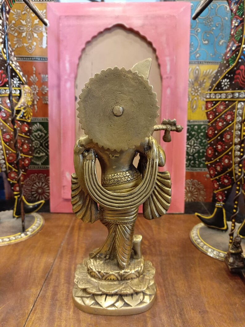 Krishna Statue, 29.5 CM Brass Gold Finish Krishna Statue , Krishna Idol ...