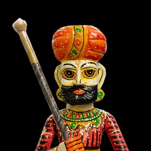 Handcrafted Wooden Guard Statue - Rajasthani Chowkidar Figurine for ...
