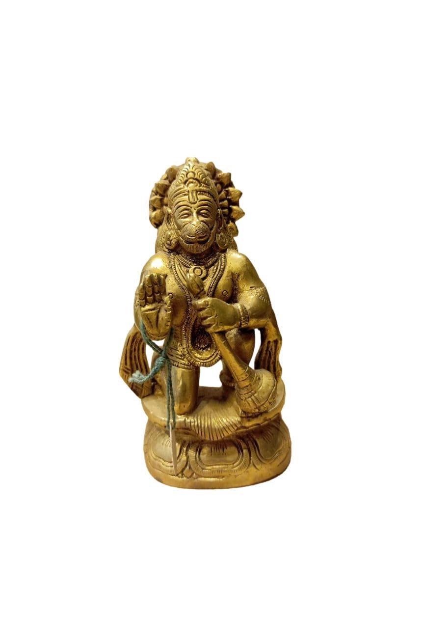 Small Gold Finish Hanuman Idol in Brass, 14 Cm Brass Sankat Mochan Hanuman Ji Hanuman Idol ...
