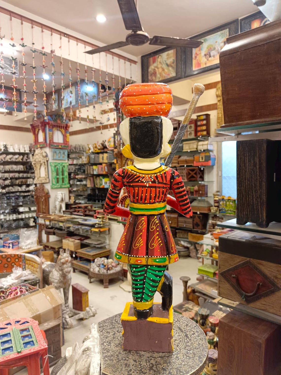 Handcrafted Wooden Guard Statue - Rajasthani Chowkidar Figurine for ...