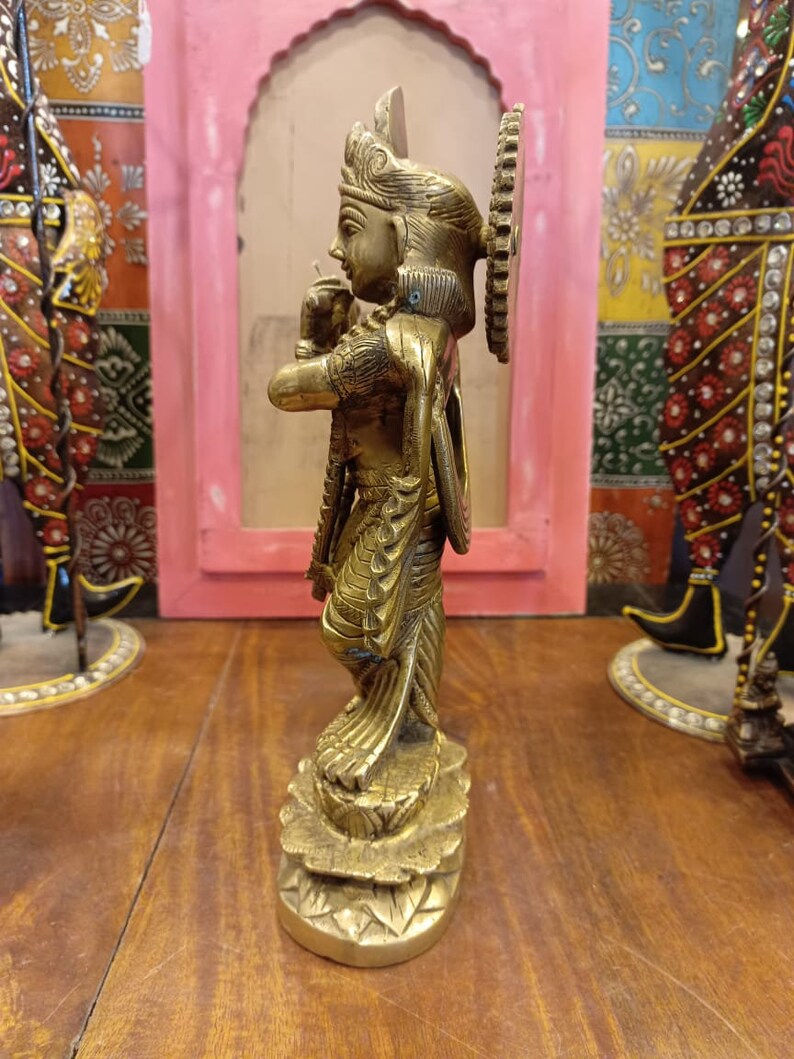Krishna Statue, 29.5 CM Brass Gold Finish Krishna Statue , Krishna Idol ...