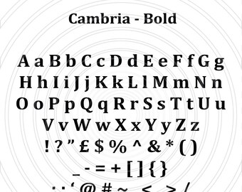 Cambria Bold Font - Etsy
