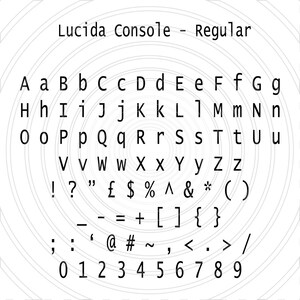 Lucida Console Regular Sans Serif Modern Plain Futuristic | Etsy