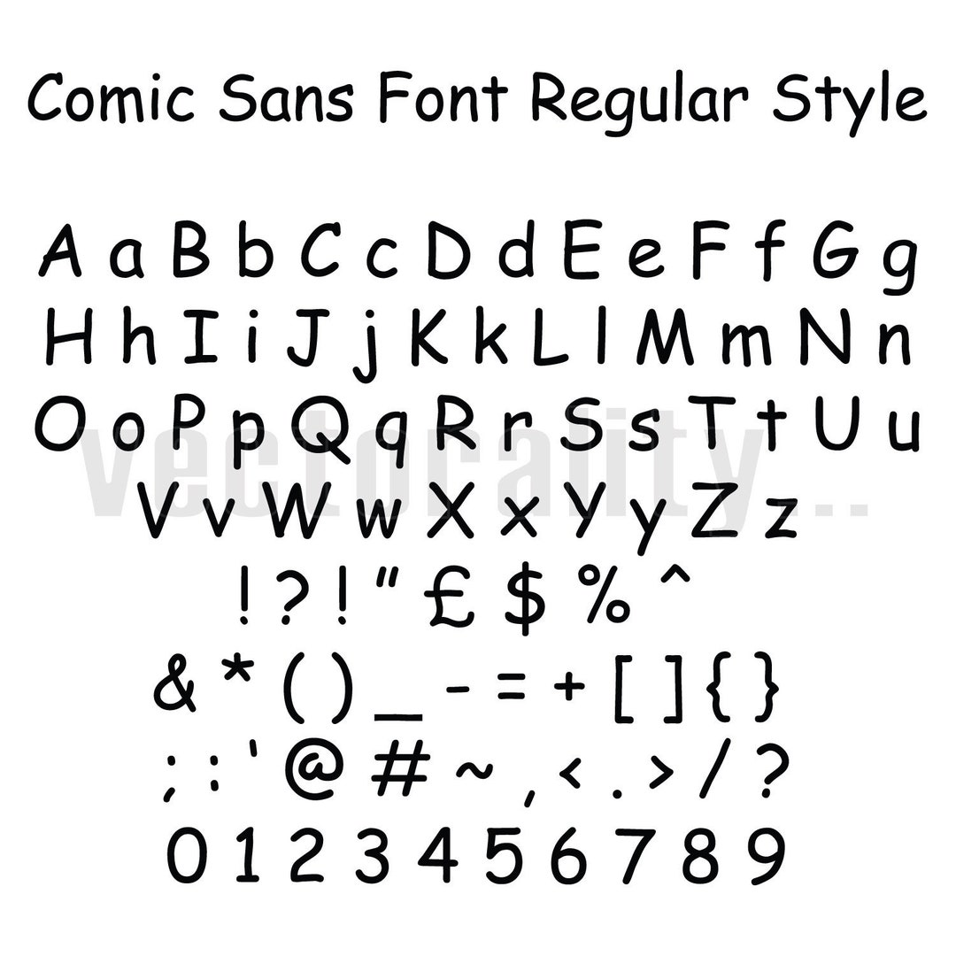 Comic Sans Font Regular Style Alphabet Letters Kids Vector Art - Etsy