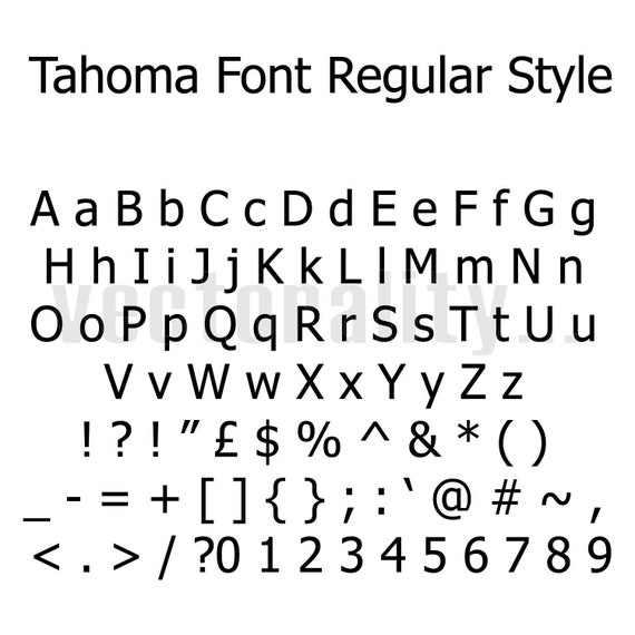 Tahoma Font Regular Style Alphabet Numbers Letters Vector Art - Etsy