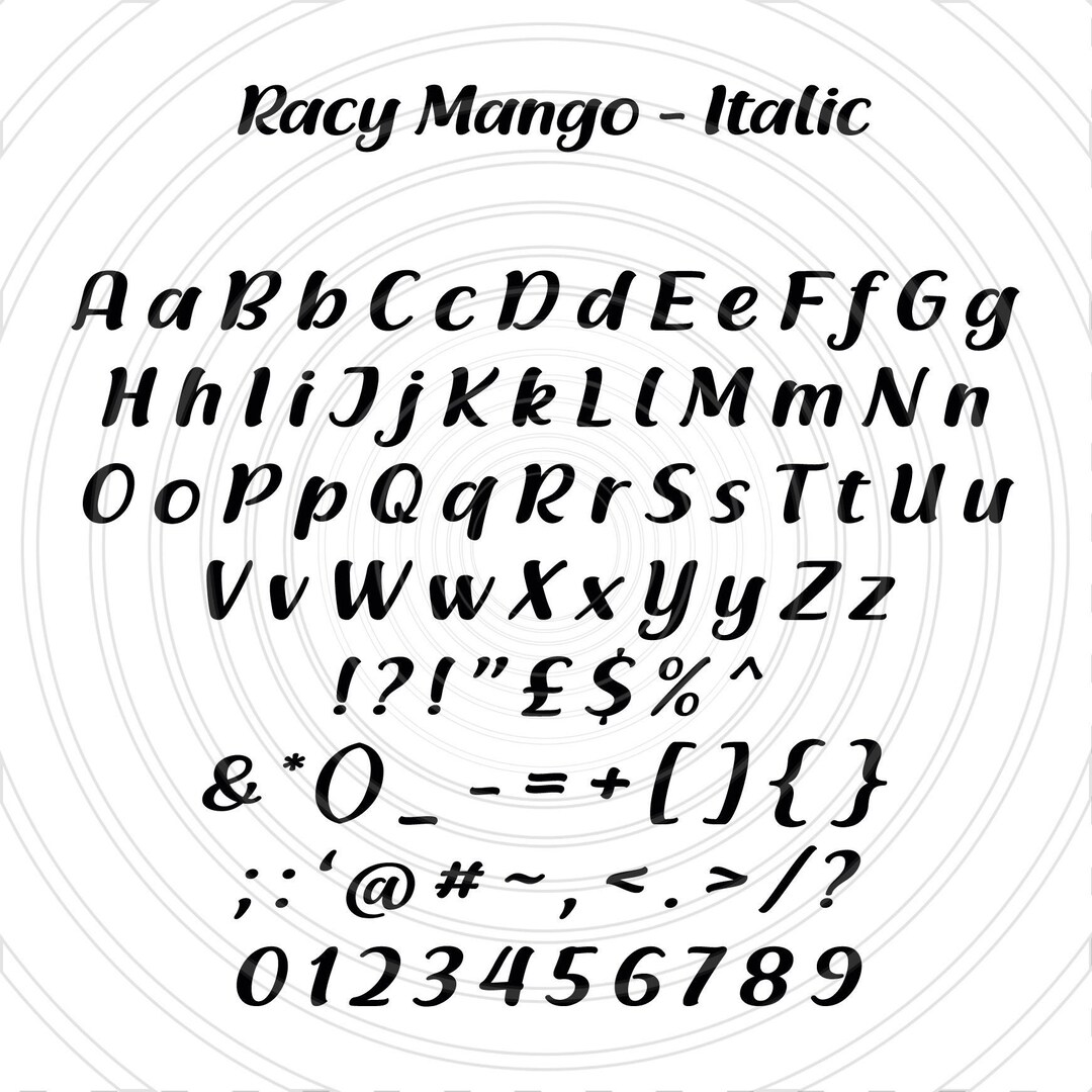 Racy Mango Italic Script Hand Calligraphy Font Alphabet - Etsy