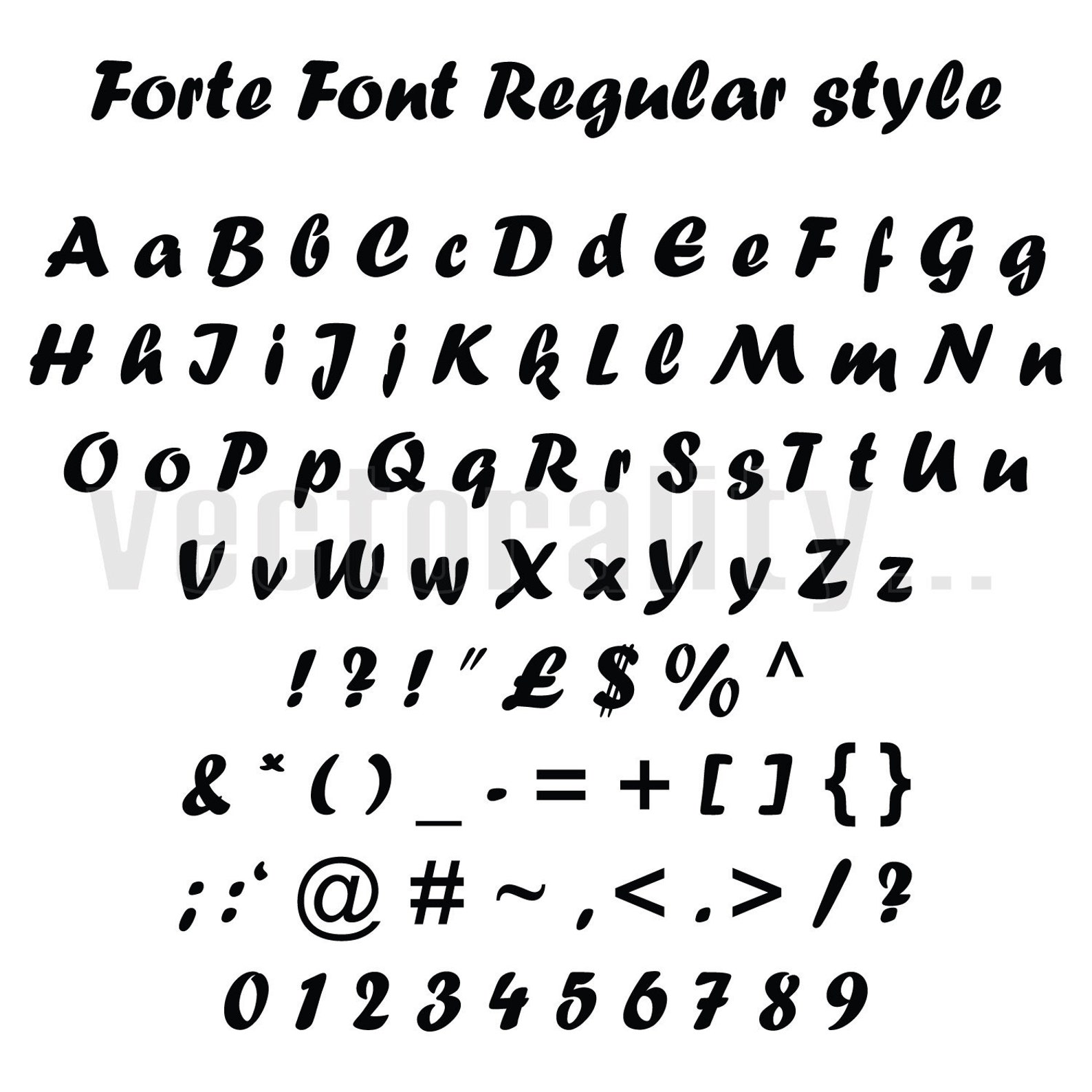Forte Font Regular Style Brush Alphabet Letters Vector Art | Etsy