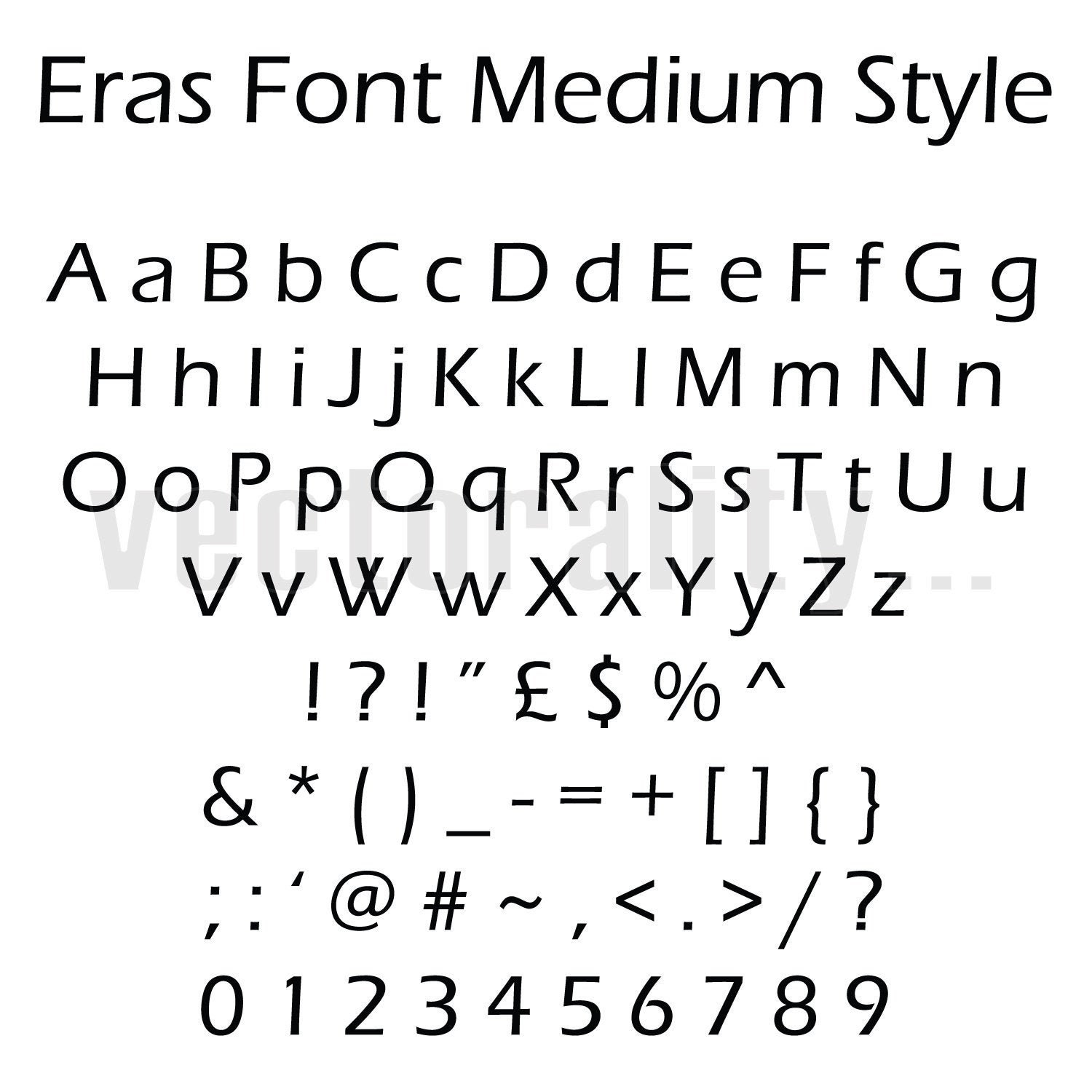 Eras Font Medium Style Alphabet Letters Vector Art File | Etsy