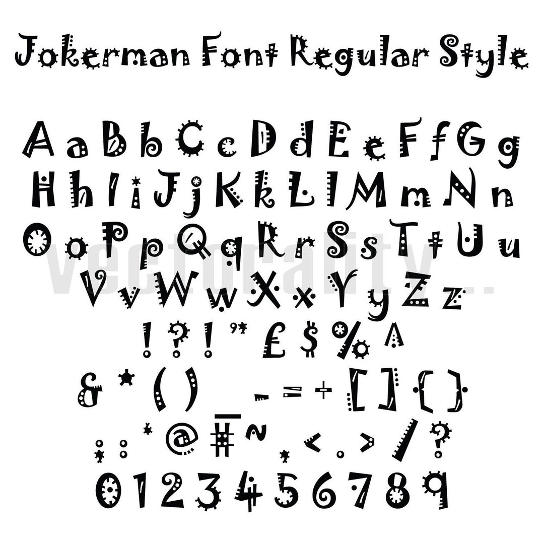 Jokerman Font Regular Style Alphabet Numbers Letters Vector - Etsy