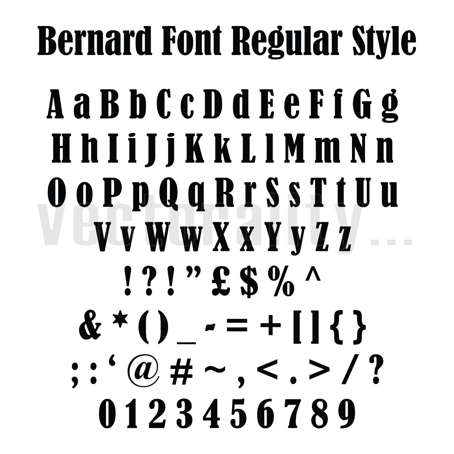 Bernard Font Regular Style Alphabet Numbers Letters Vector Art - Etsy
