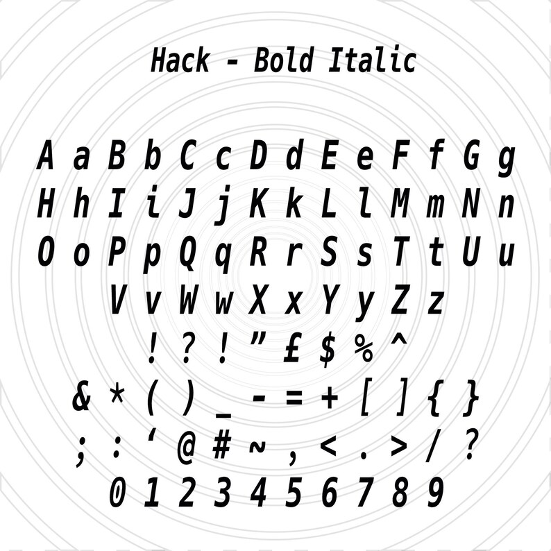 Hack Bold Italic Sans Serif Alphabet Numbers Letters Vector - Etsy
