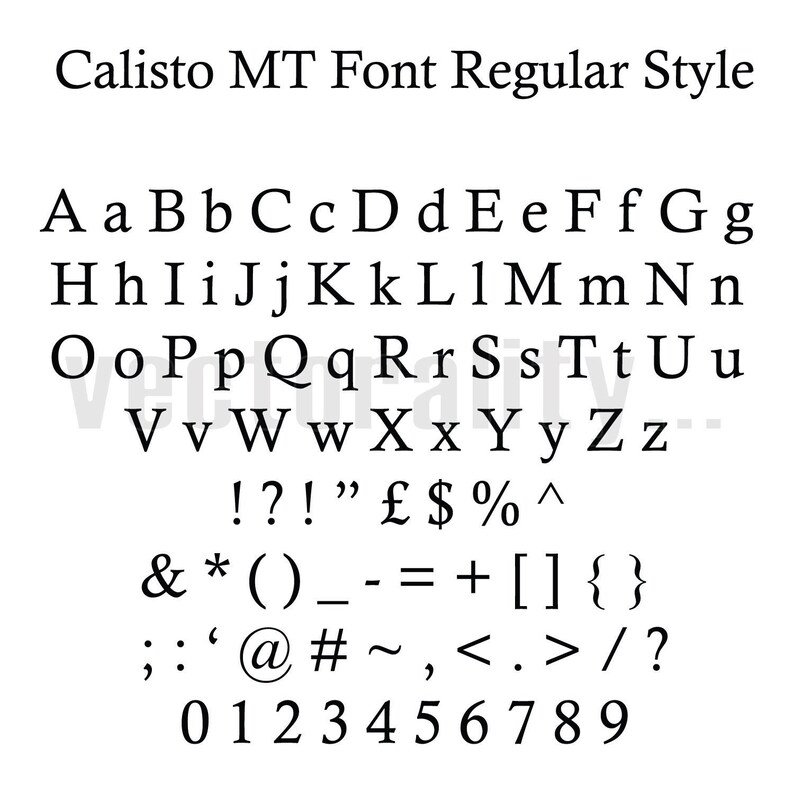 Calisto Font Regular Style Alphabet Numbers Letters Vector Art | Etsy