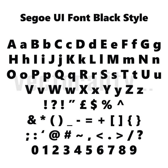 Segoe UI Font Black Style Alphabet Numbers Letters Vector Art | Etsy