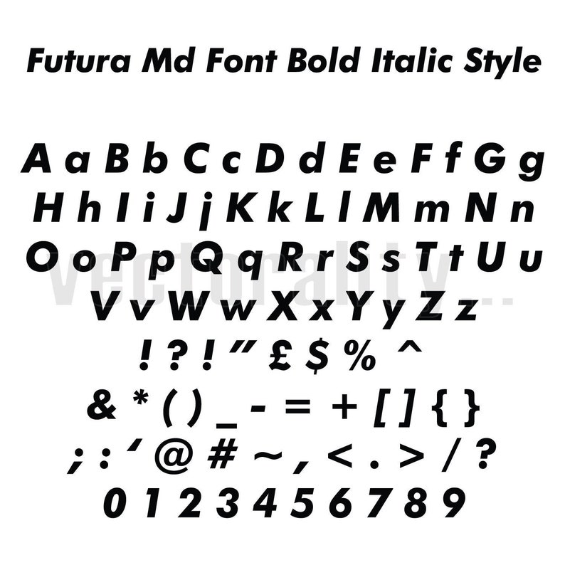 Futura Md Font Bold Italic Style Alphabet Letters Vector Art | Etsy Futura Md Font Bold Italic Style Alphabet Letters Vector Art | Etsy